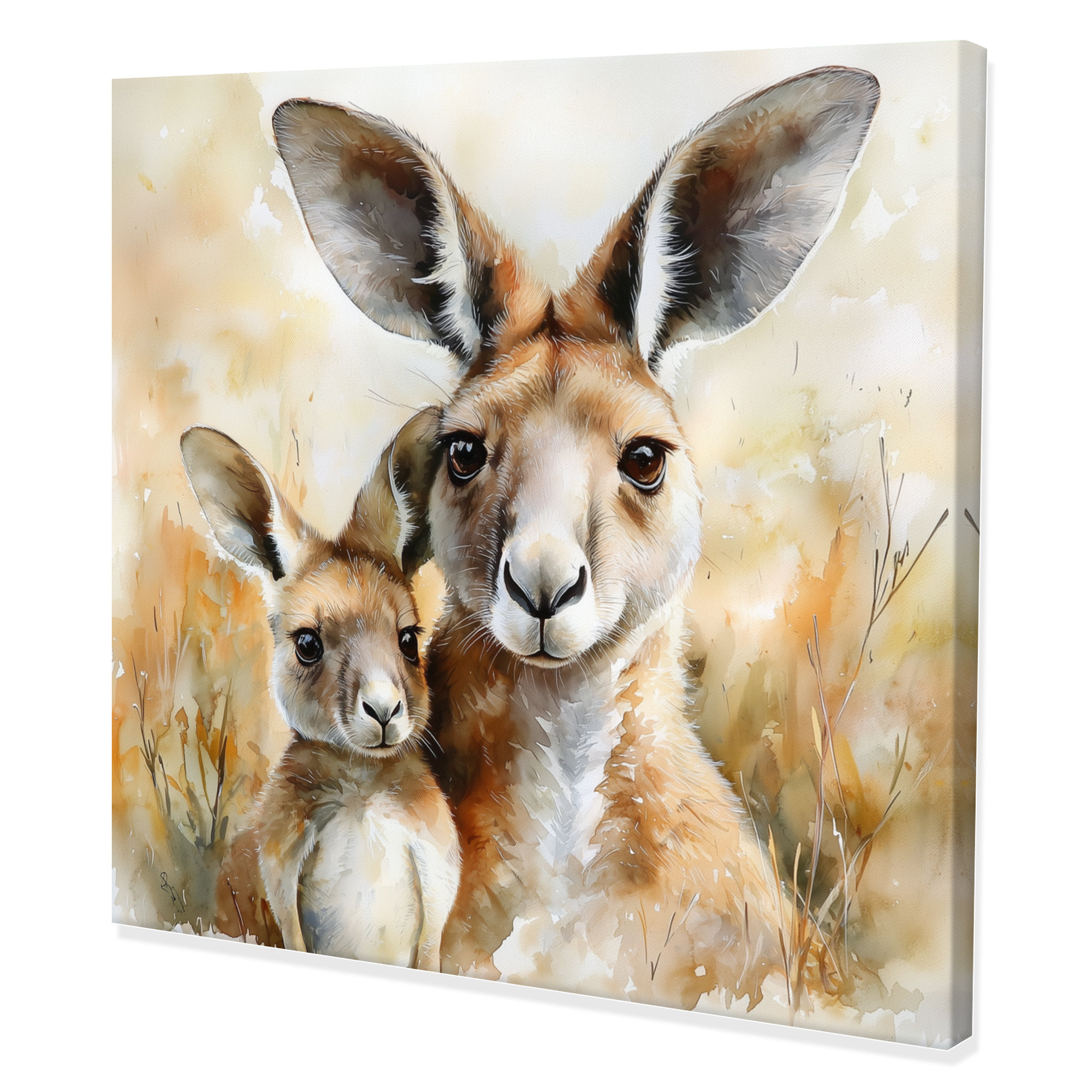 East Urban Home Kangaroo And Joey Portrait - Kangaroo Wall Art | Wayfair