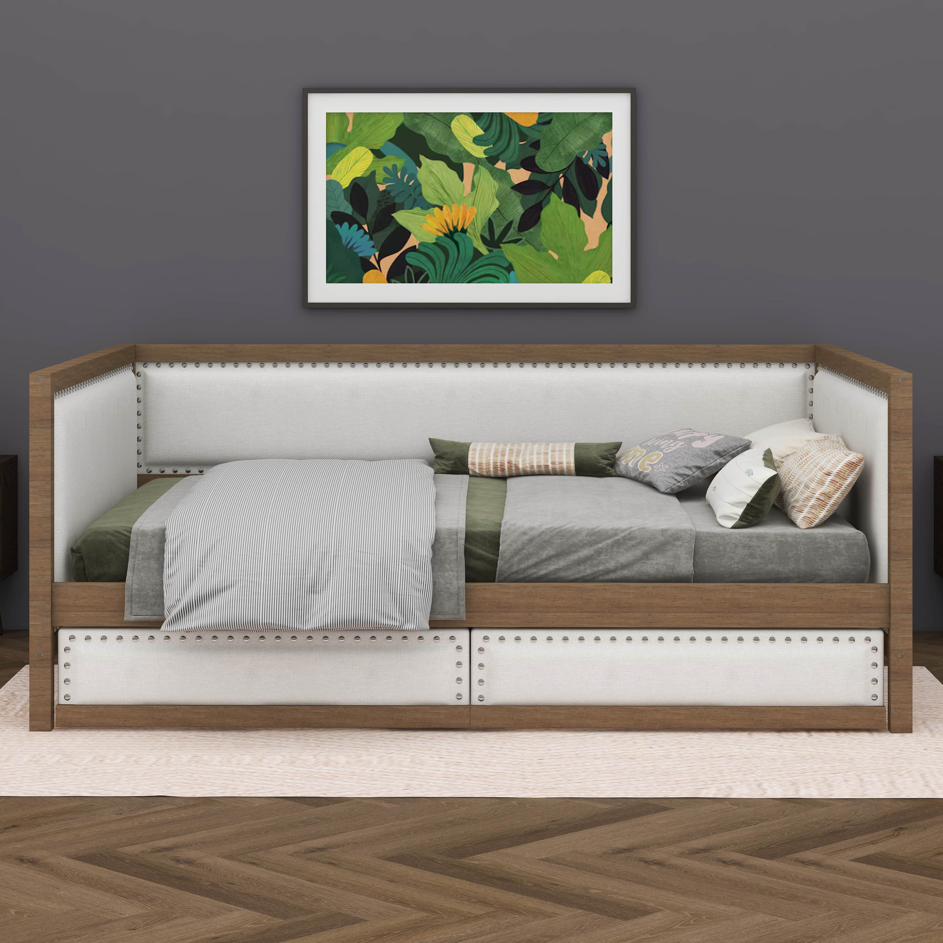 Red Barrel Studio® Kamilly Full Size Upholstered Daybed with 2 Drawers ...