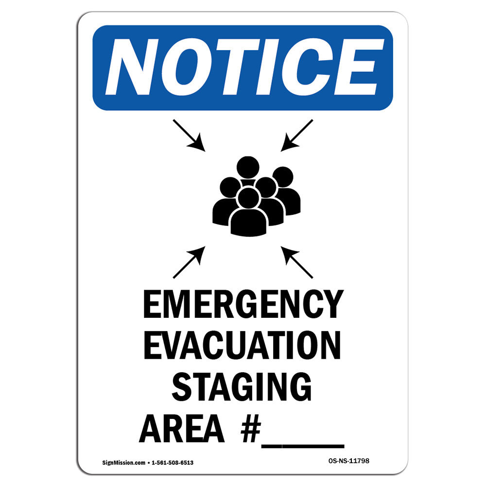 SignMission Notice Emergency Evacuation Sign with Symbol Sign | Wayfair