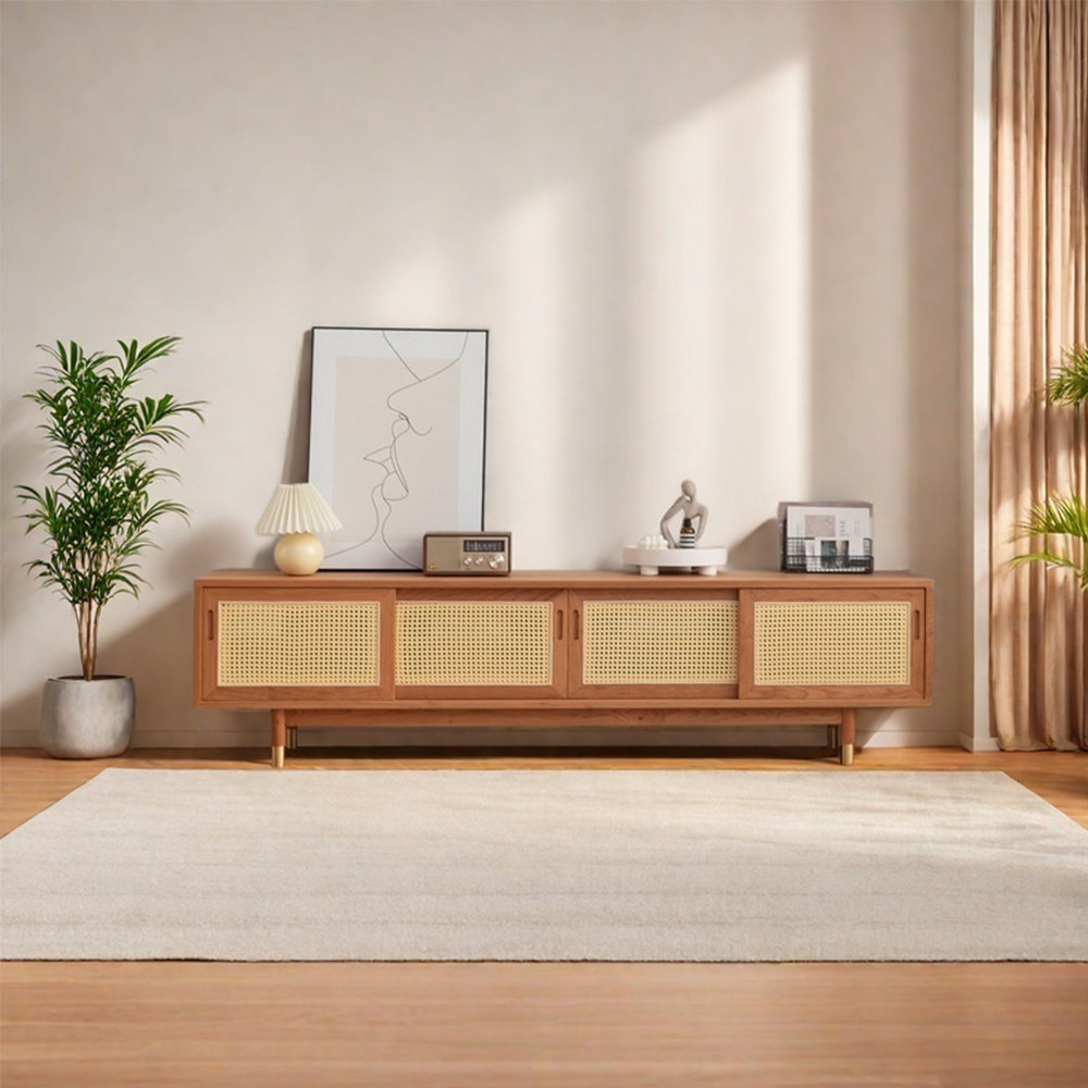 Finaewg Nordic style rattan weaving home TV cabinet | Wayfair