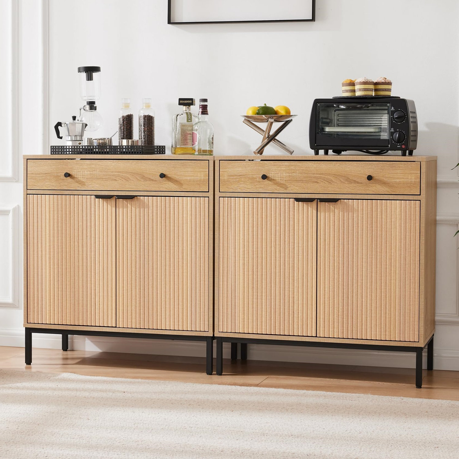 Ebern Designs Farmhouse Sideboard Buffet Cabinet With Drawer, Doors And Adjustable Shelves, For ...