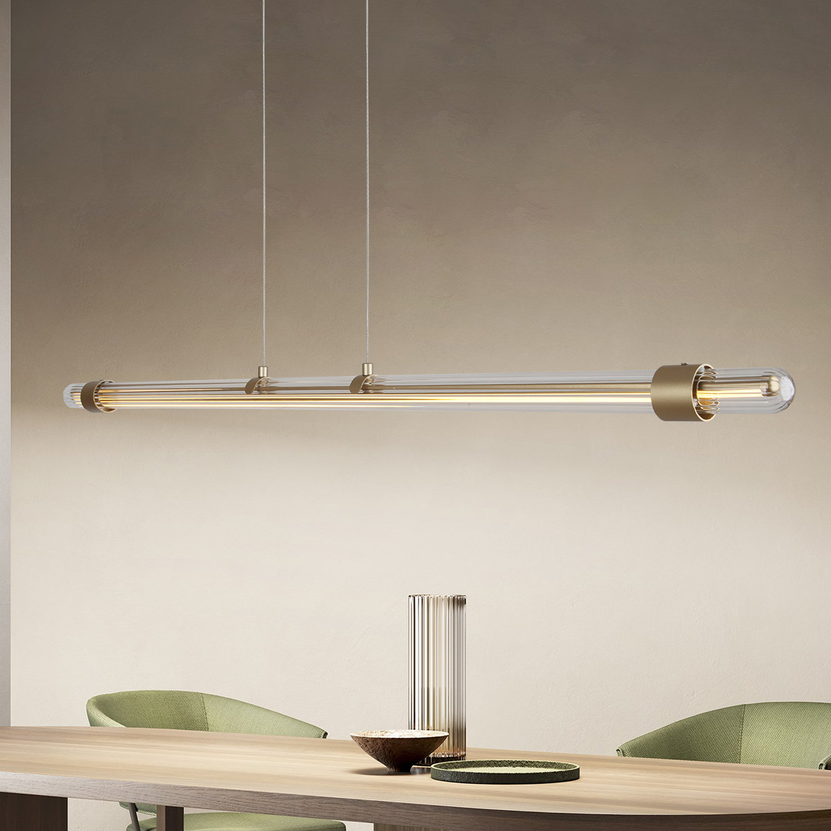 Mercer41 Dimmable LED Gold Linear Pendant Simple Long Tube Island ...