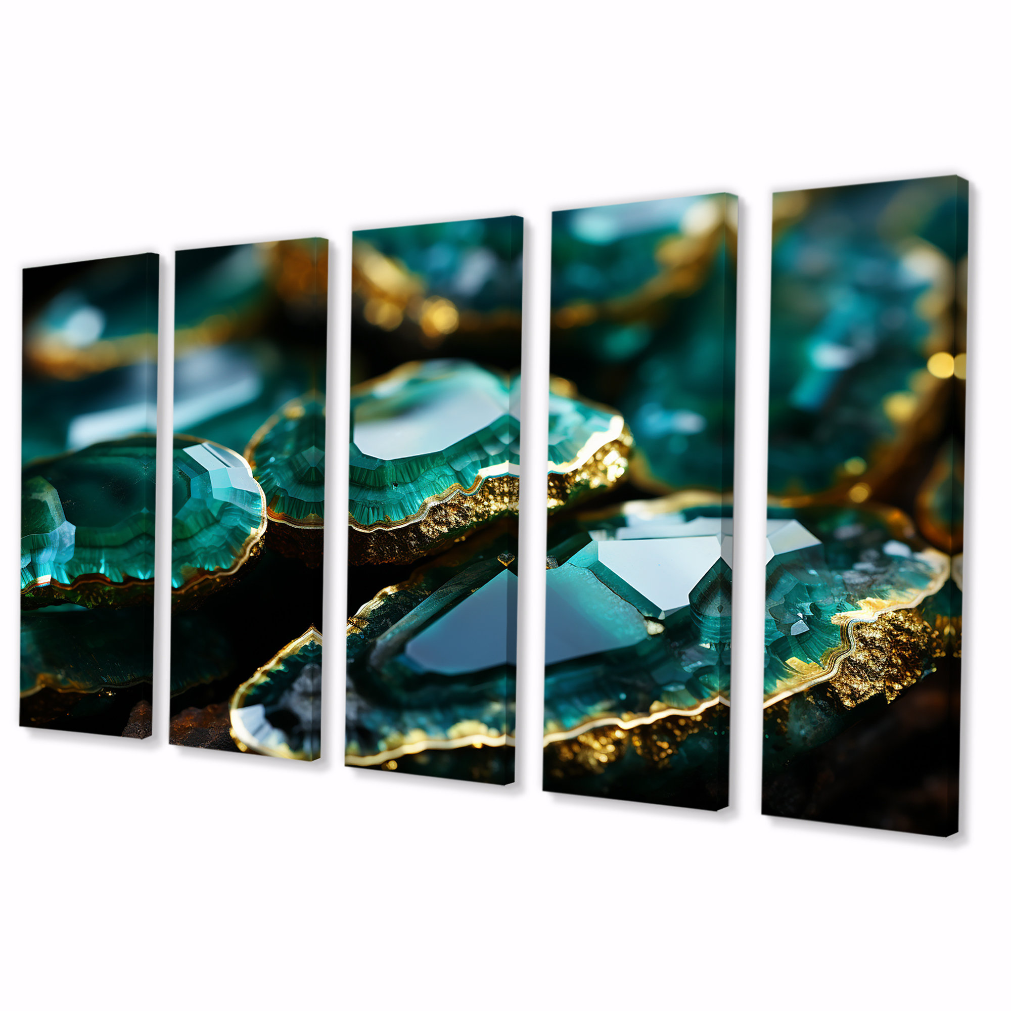 Mercer41 Green Emerald Amazonite Stone - Stone Geode 5 Piece Wall Art ...