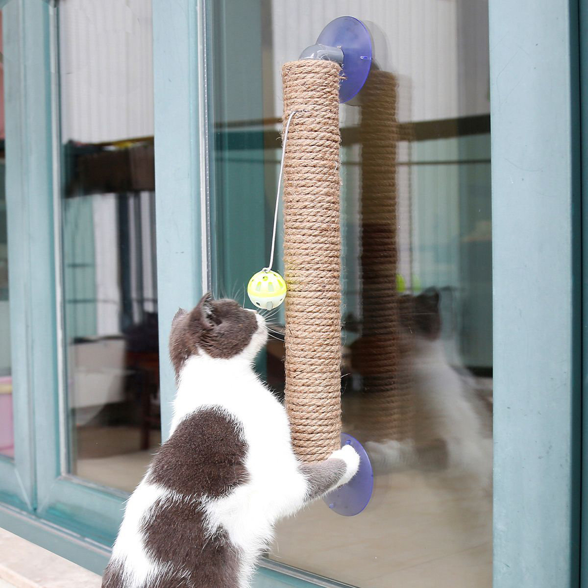 Pet Life 'Stick N' Claw' Sisal Rope and Toy Suction Cup Stick Shaped ...