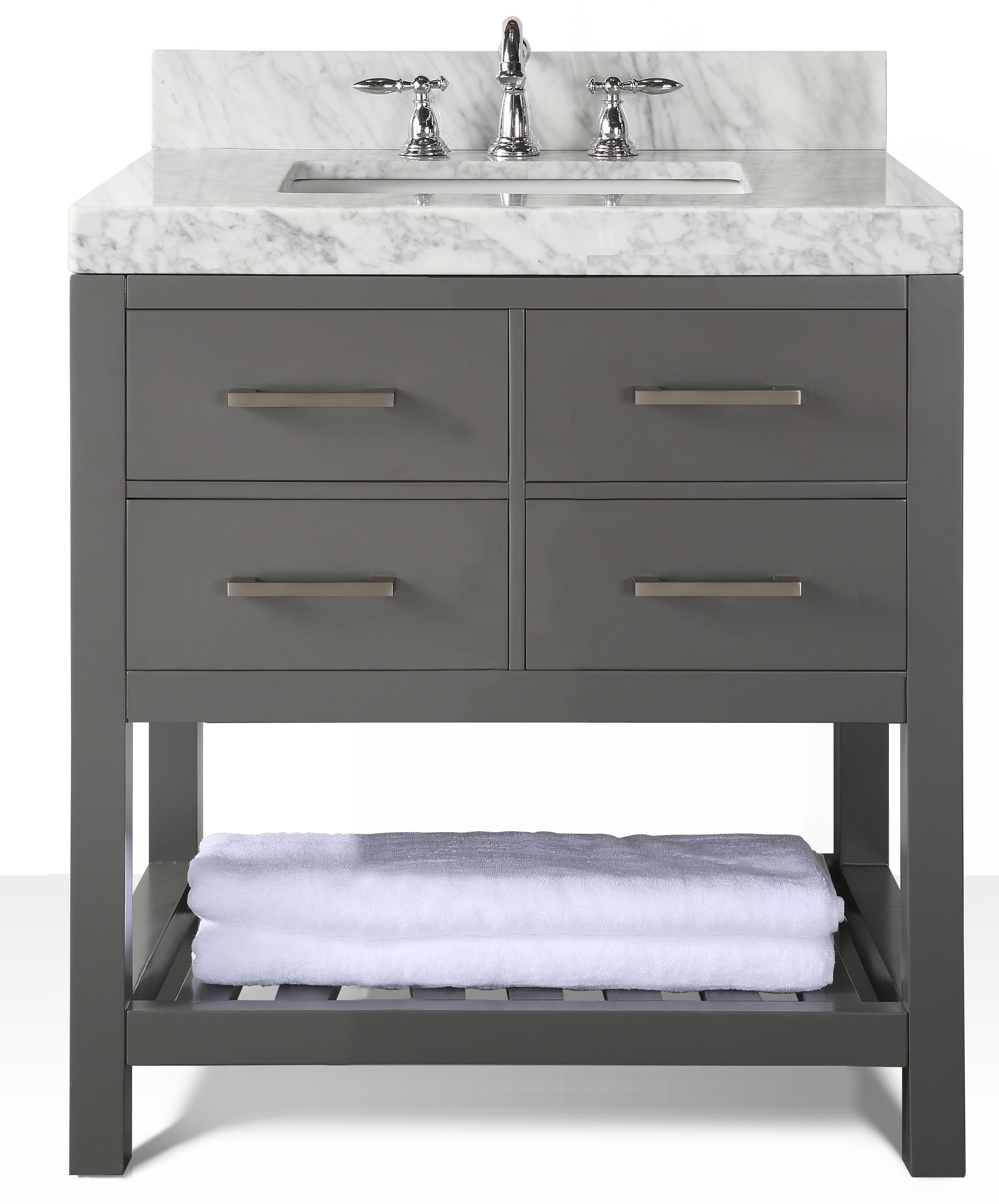 Sand & Stable Carrie 36'' Single Bathroom Vanity with Carrara Marble ...