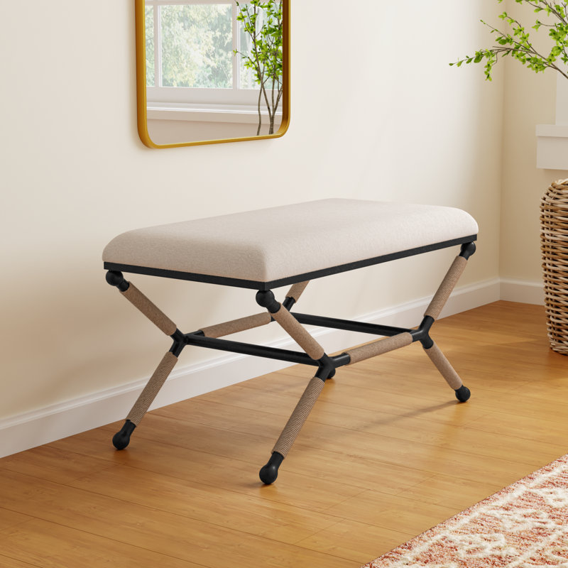 Birch Lane™ Pippa 36" Metal Upholstered Backless Campaign Bench with ...