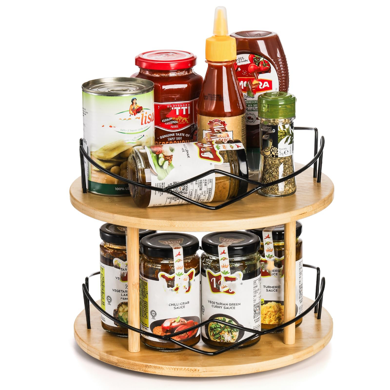 Ophelia & Co. 2 Tier Bamboo Rotating Spice Rack For Kitchen Countertop ...
