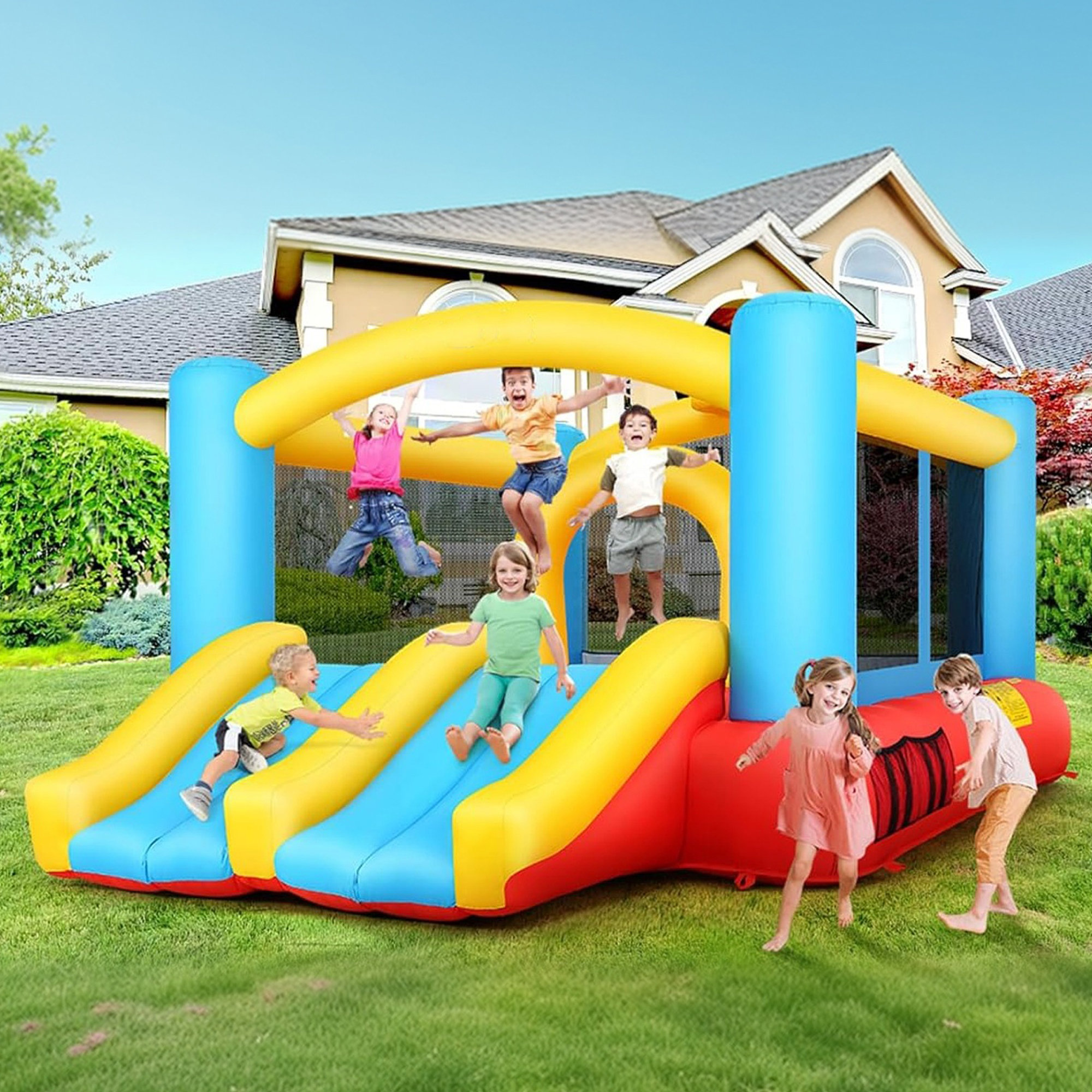 DreamDwell Home 12.3'x8.8' Kids Inflatable Bounce House With Air Blower ...