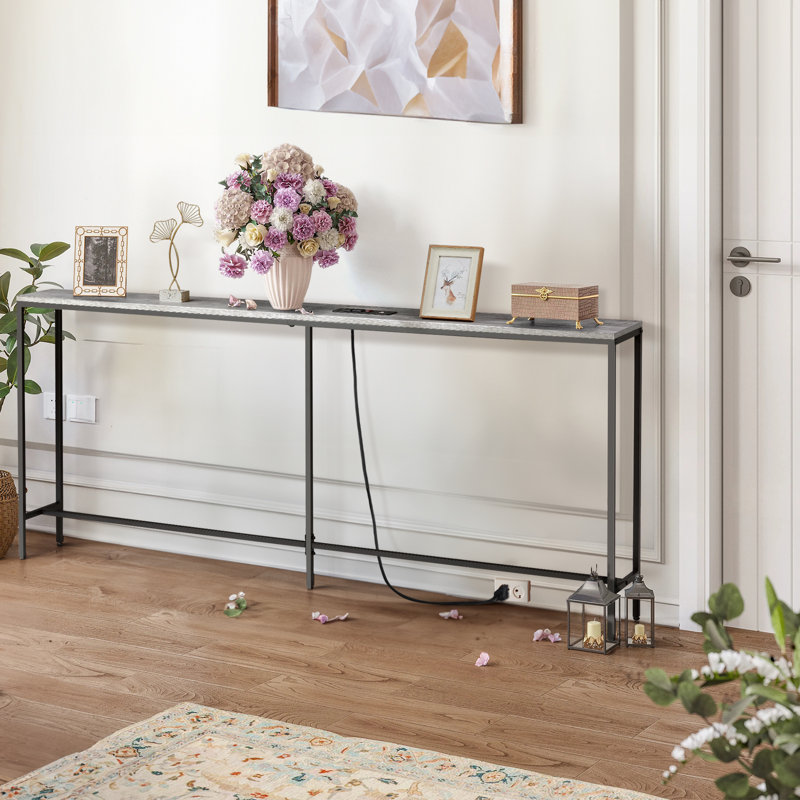 17 Stories Narrow Long Console Table With 2 Power Outlets & Reviews ...