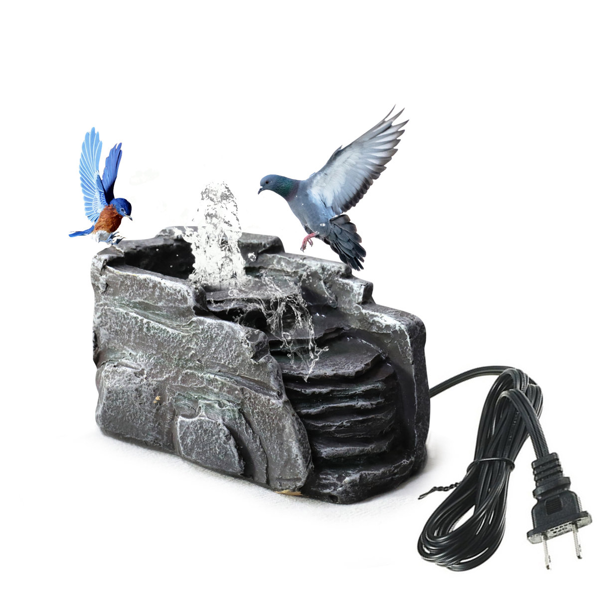 Arlmont & Co. Bird Bath Water Fountain, With Pump For Bird, Rock ...