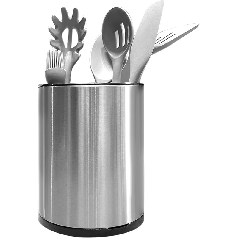 Anadea Stainless Steel Utensil Holder, 360° Rotating Utensil Crock with ...