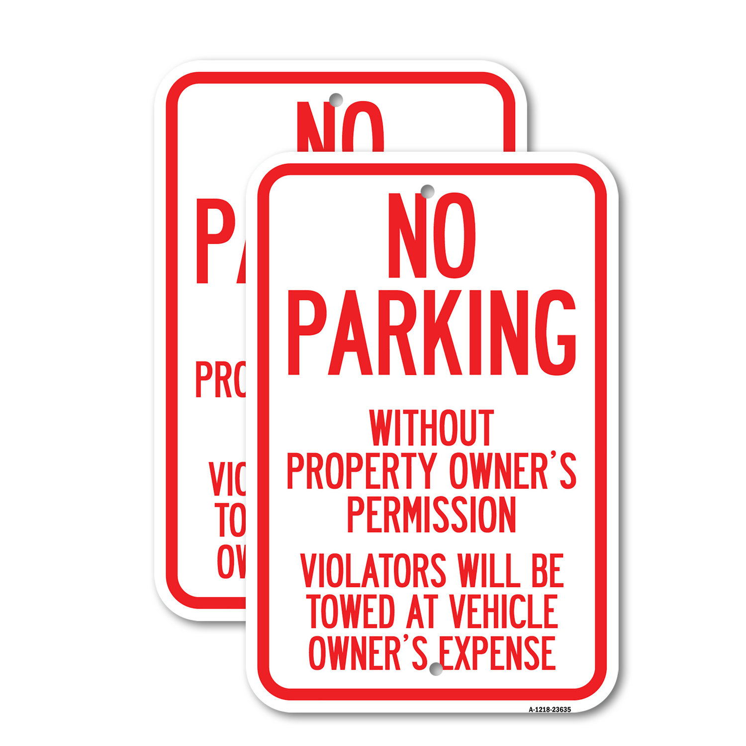 SignMission No Parking Without Property Owner's Permission Aluminum ...
