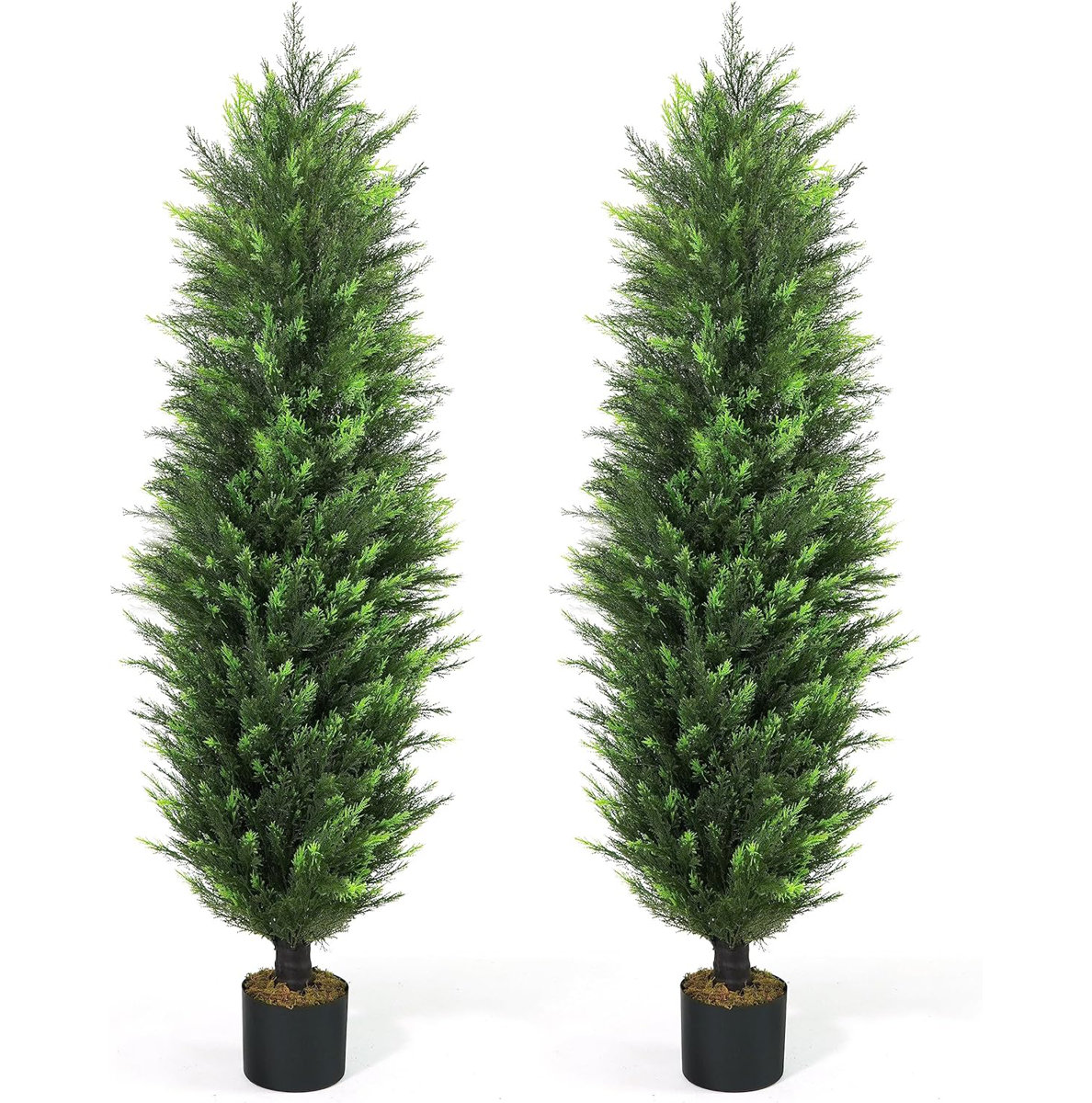 CAPHAUS Artificial Cedar Tree Pair, UV Resistant Boxwood Topiary w ...