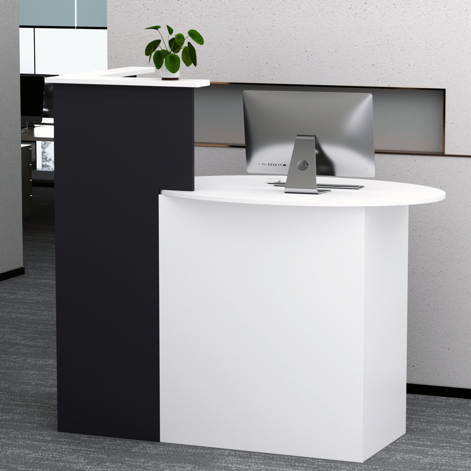 Orren Ellis Tanyu L-Shaped Synthetic Laminate Reception Desk & Reviews ...