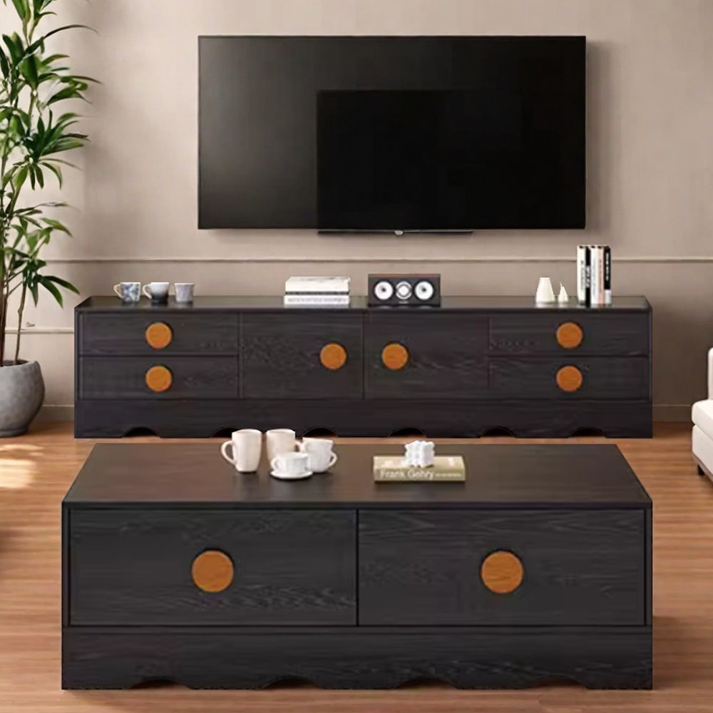 Red Barrel Studio® Retro niche design coffee table and TV cabinet set ...