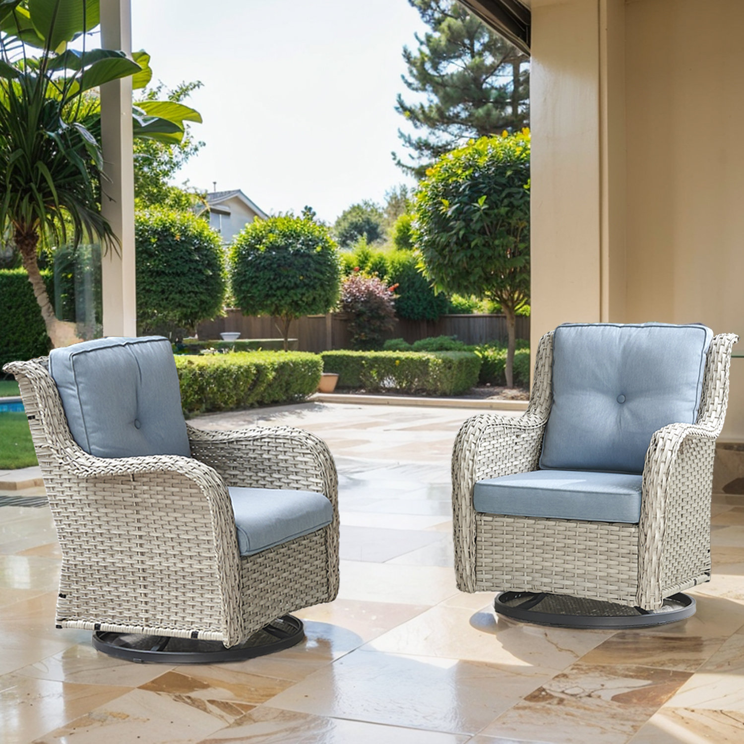 Wildon Home® Bonia Swivel Patio Chair with Cushions & Reviews - Wayfair ...