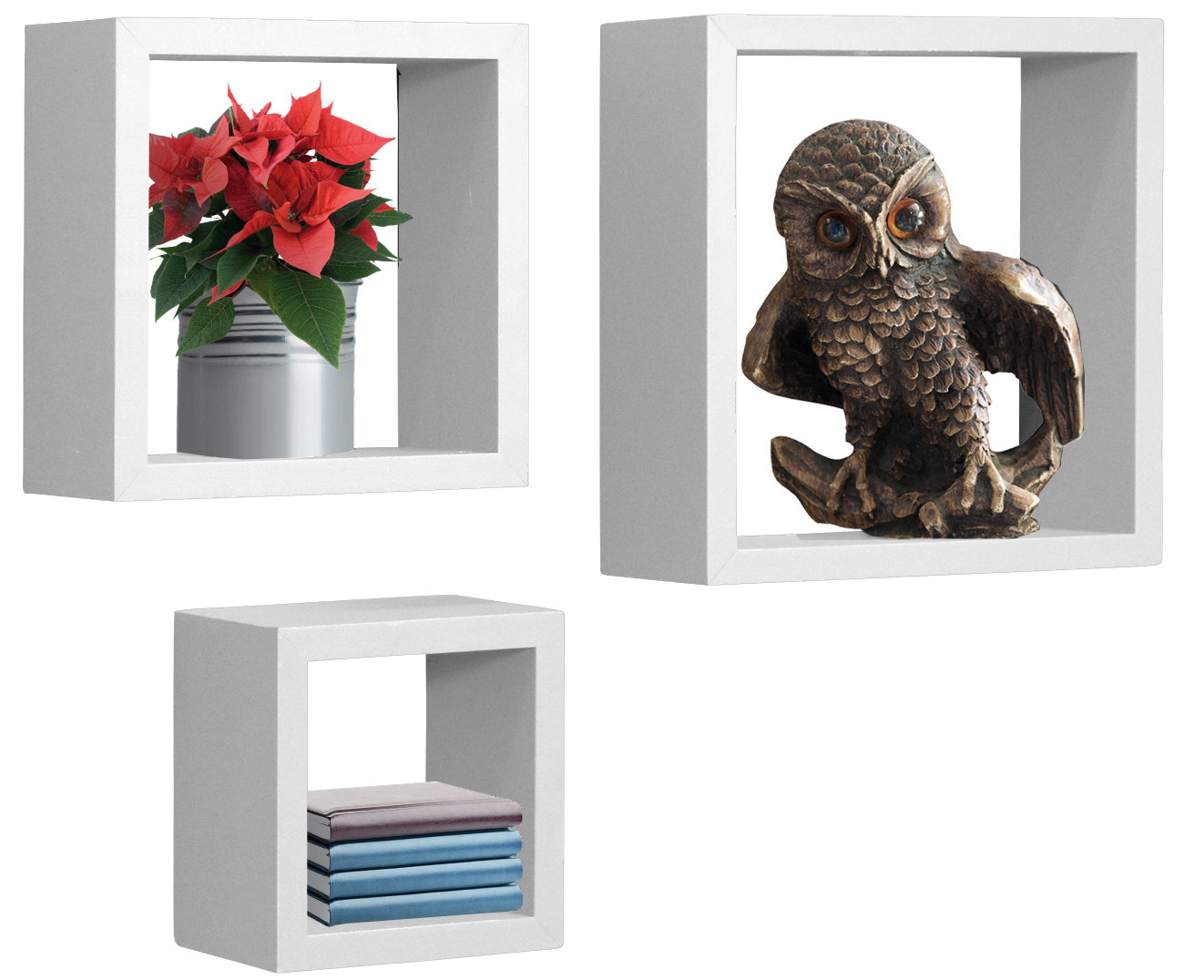 Sorbus Floating Wall Square Cube Box Shelves Mix Size Set of 3 in White ...
