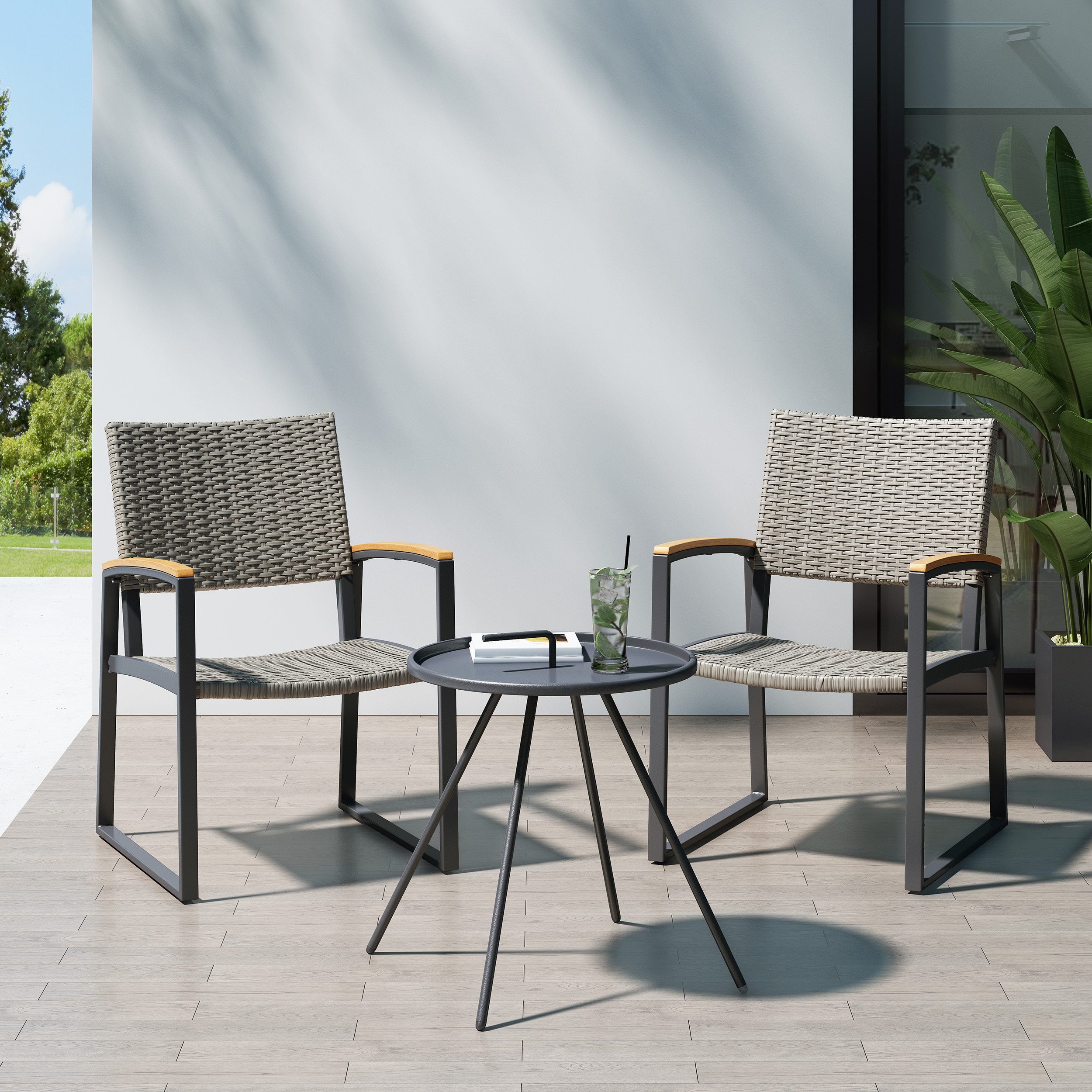 Ebern Designs Hively Outdoor 3 Piece Seating Group - Wayfair Canada
