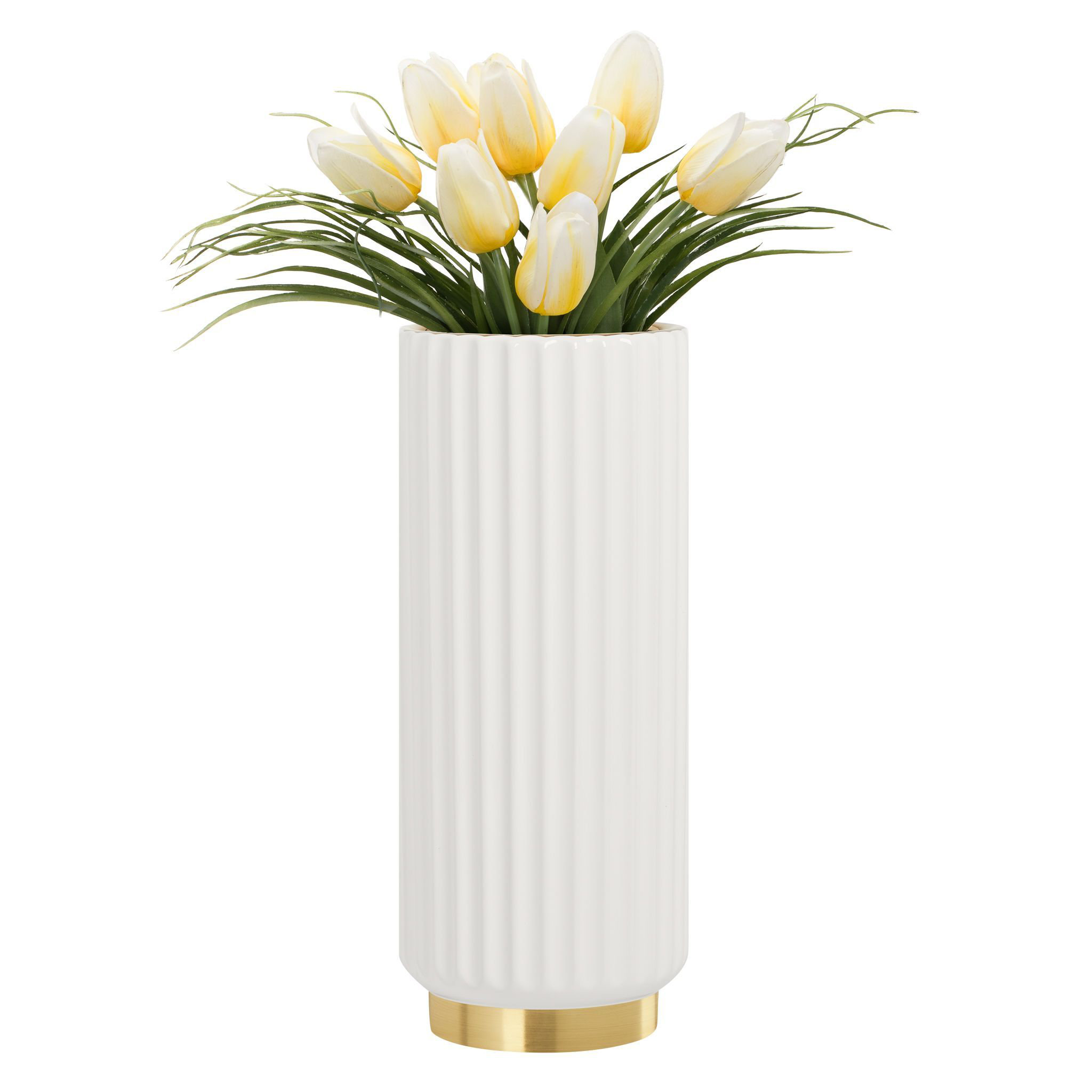 Torre & Tagus Ribbed Cylinder Ceramic Table Vase | Wayfair