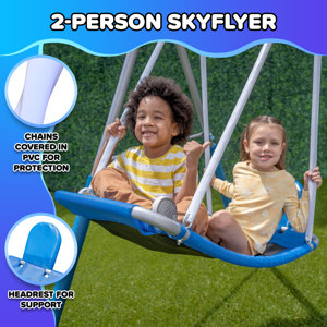 Sportspower Super Surfer Metal Swing Set with 6ft Slide, Skyflyer ...