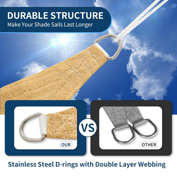 OVCRINBI Sun Shade Sail 13' x10' - UV Blocking Outdoor Shades for Patio ...