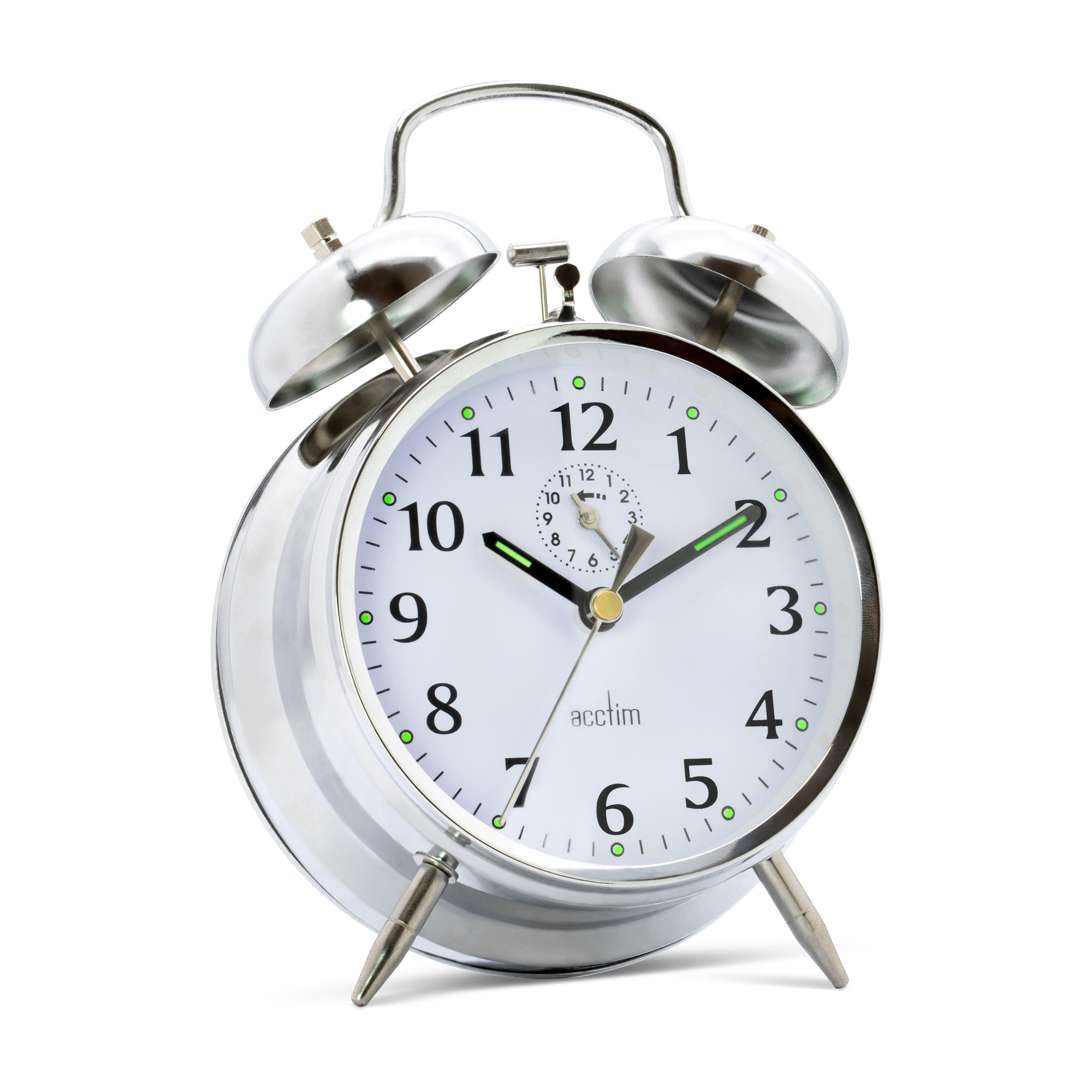 Acctim Saxon Analogue Alarm Clock Mechanical Metal Bell Alarm Luminous ...