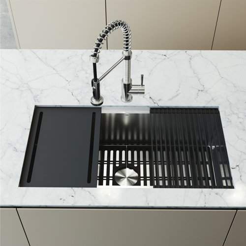 VIGO 36" Mercer Stainless Steel Undermount Kitchen Sink with ...