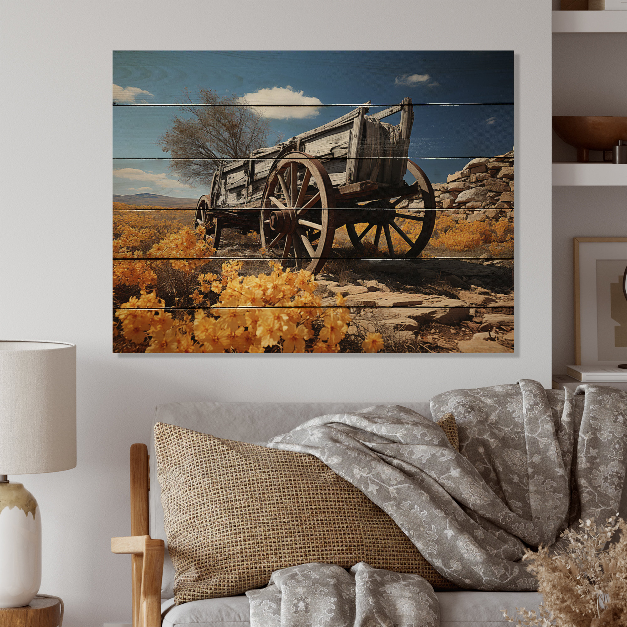 Red Barrel Studio Yellow Old Cart Roadside Relic II On Wood Print ...