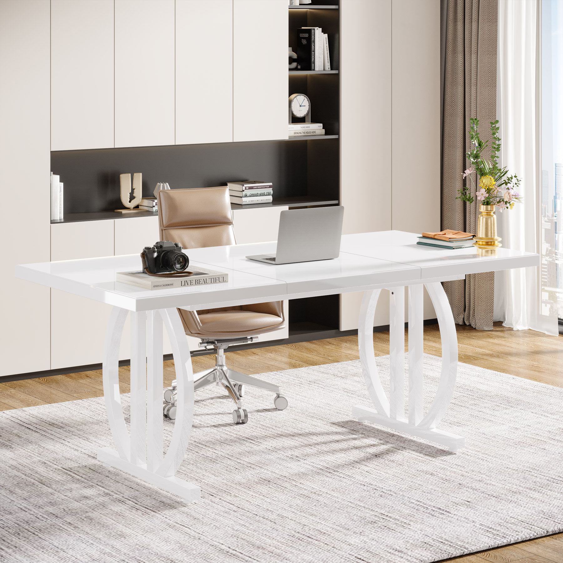 Wrought Studio 63 inch Executive Desk, Large Modern Computer Desk with ...