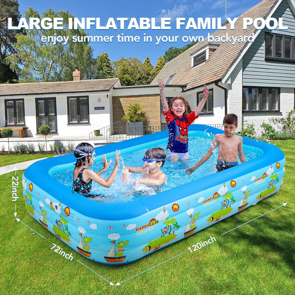 Utibia Inflatable Swimming Pools with Pump, Oversized 120" x 72" x 22 ...