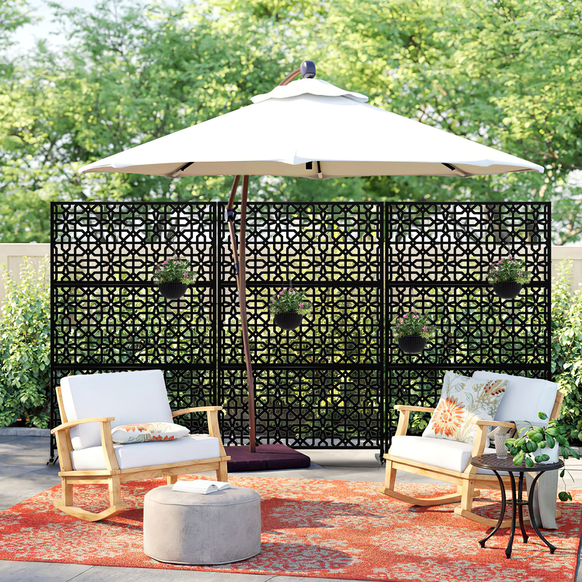 MAYEERTY 6 ft. H x 4 ft. W Fence Divider Metal Privacy Screen | Wayfair