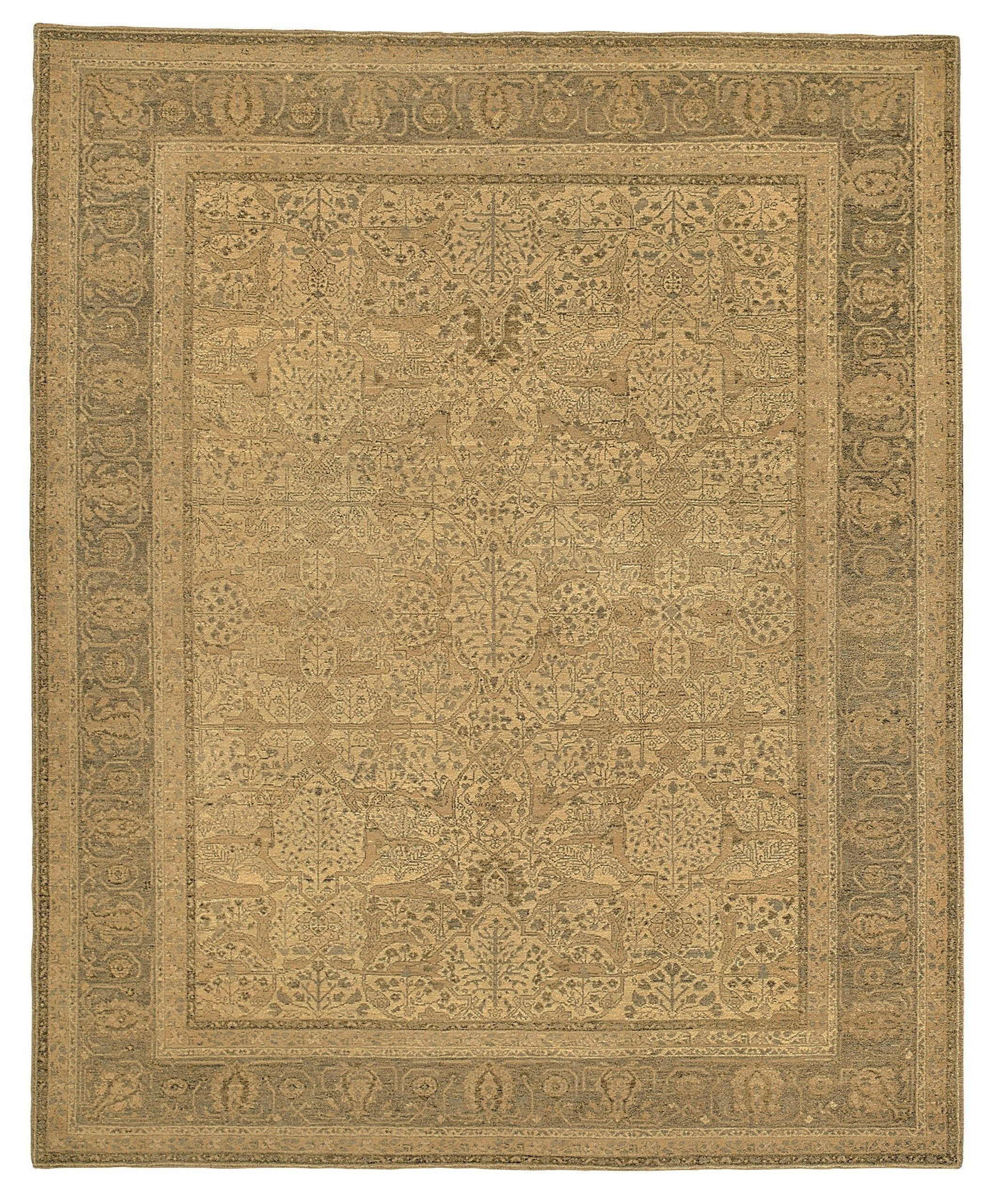 Tufenkian Mahabad Oriental Hand-Knotted Wool Area Rug in Beige/Gold ...