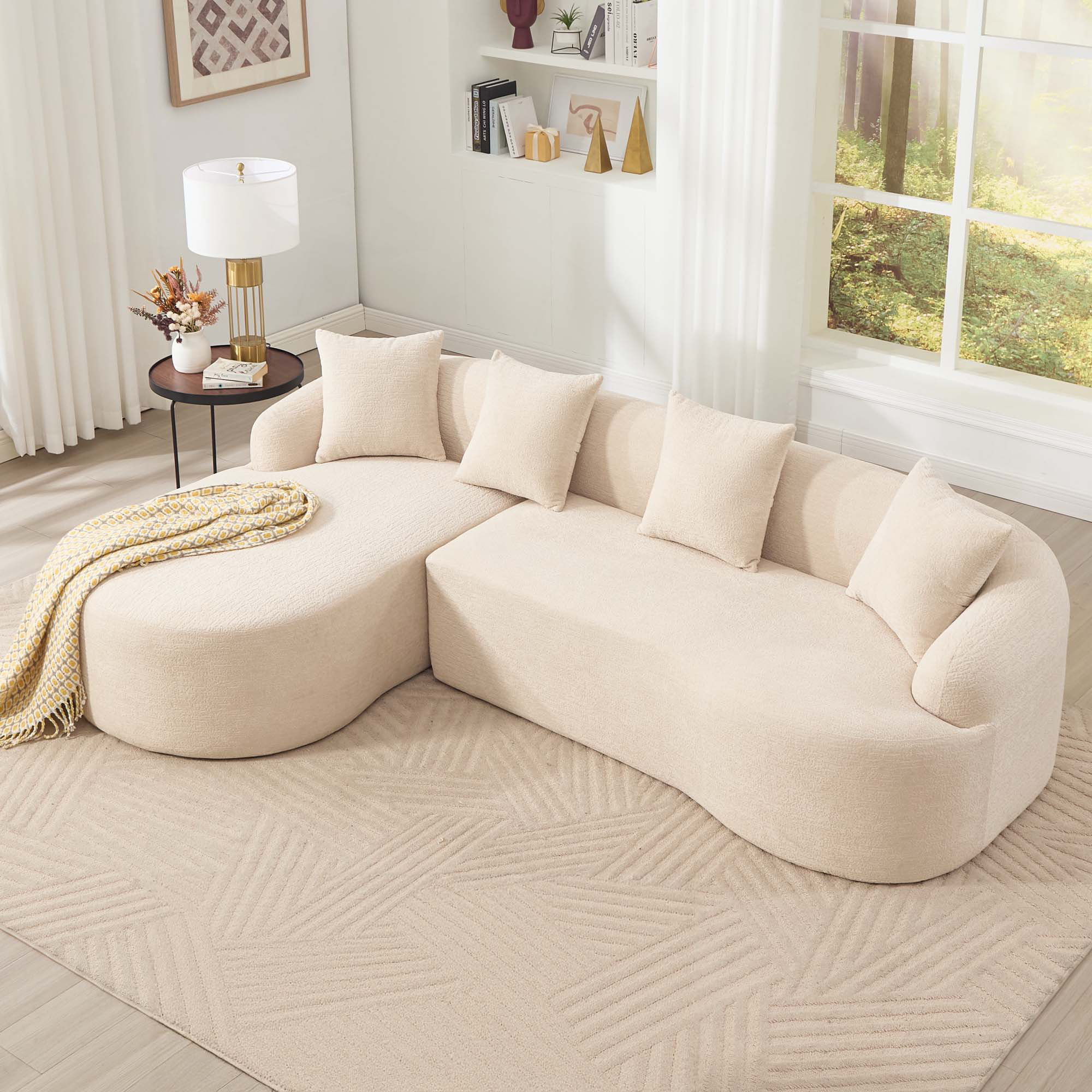 Latitude Run® Boneless L-Shape Sectional Sofa With Curved Chaise ...
