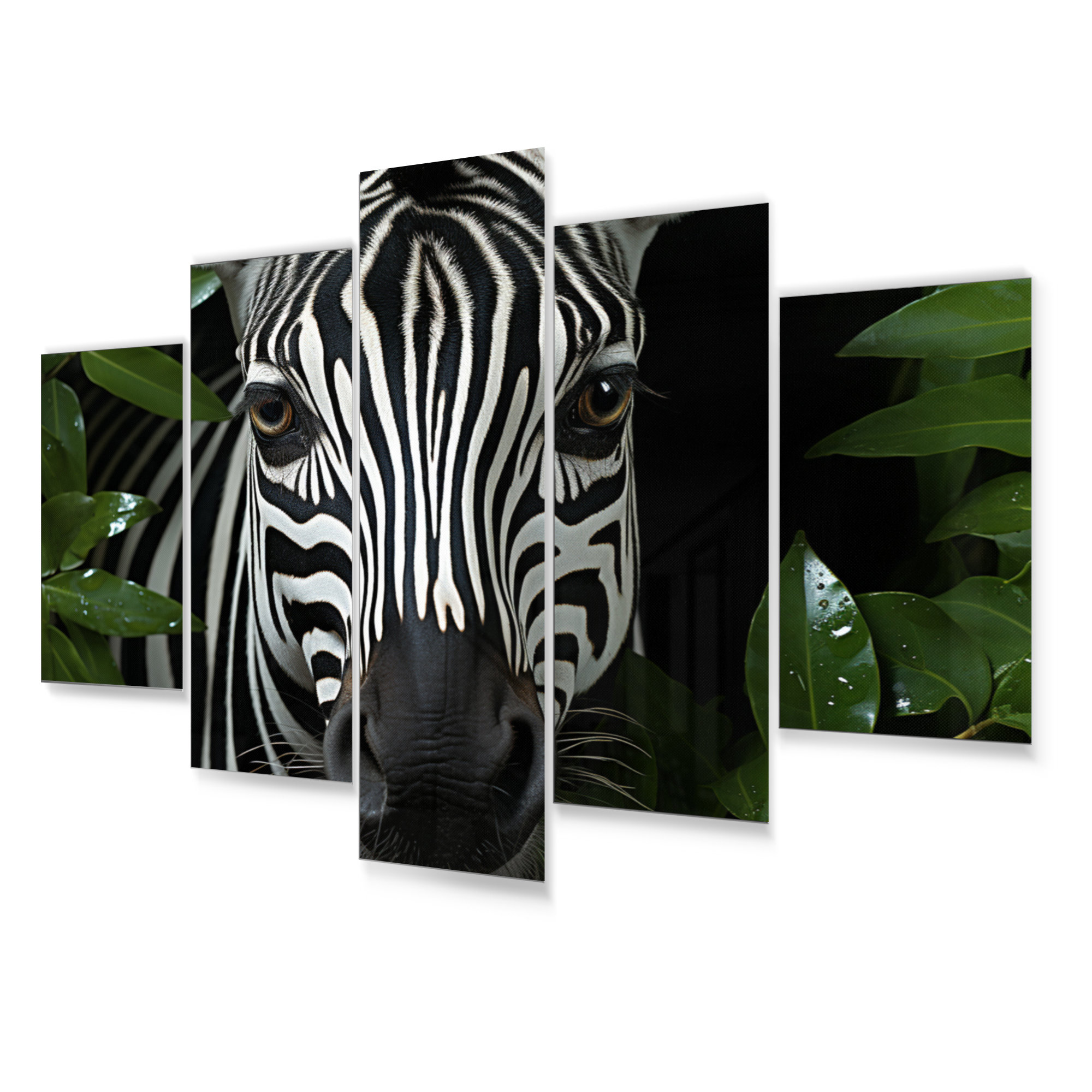 Ebern Designs Striking Zebra Patterns III On Metal 5 Pieces Set | Wayfair