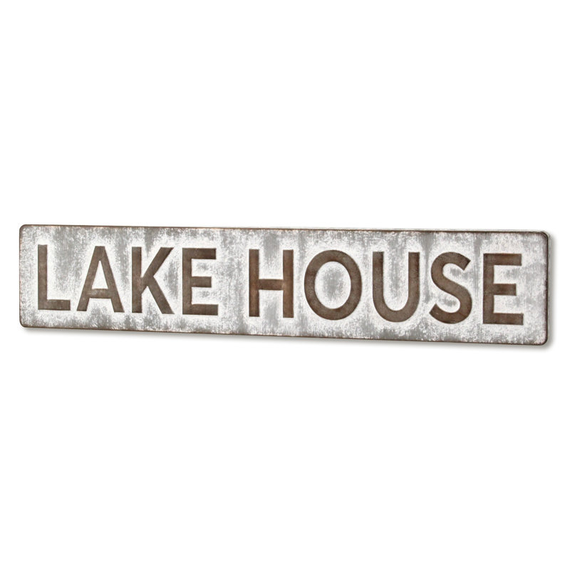 Gracie Oaks Roven Galvanized Lake House Sign - Large | Wayfair