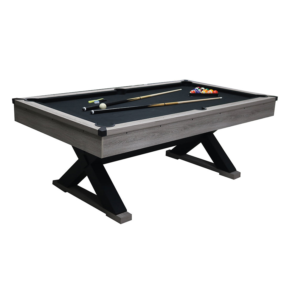 LEIZA 84.1"W Pool Table With Billiard Balls, Cues, Pool Cue Chalk And ...