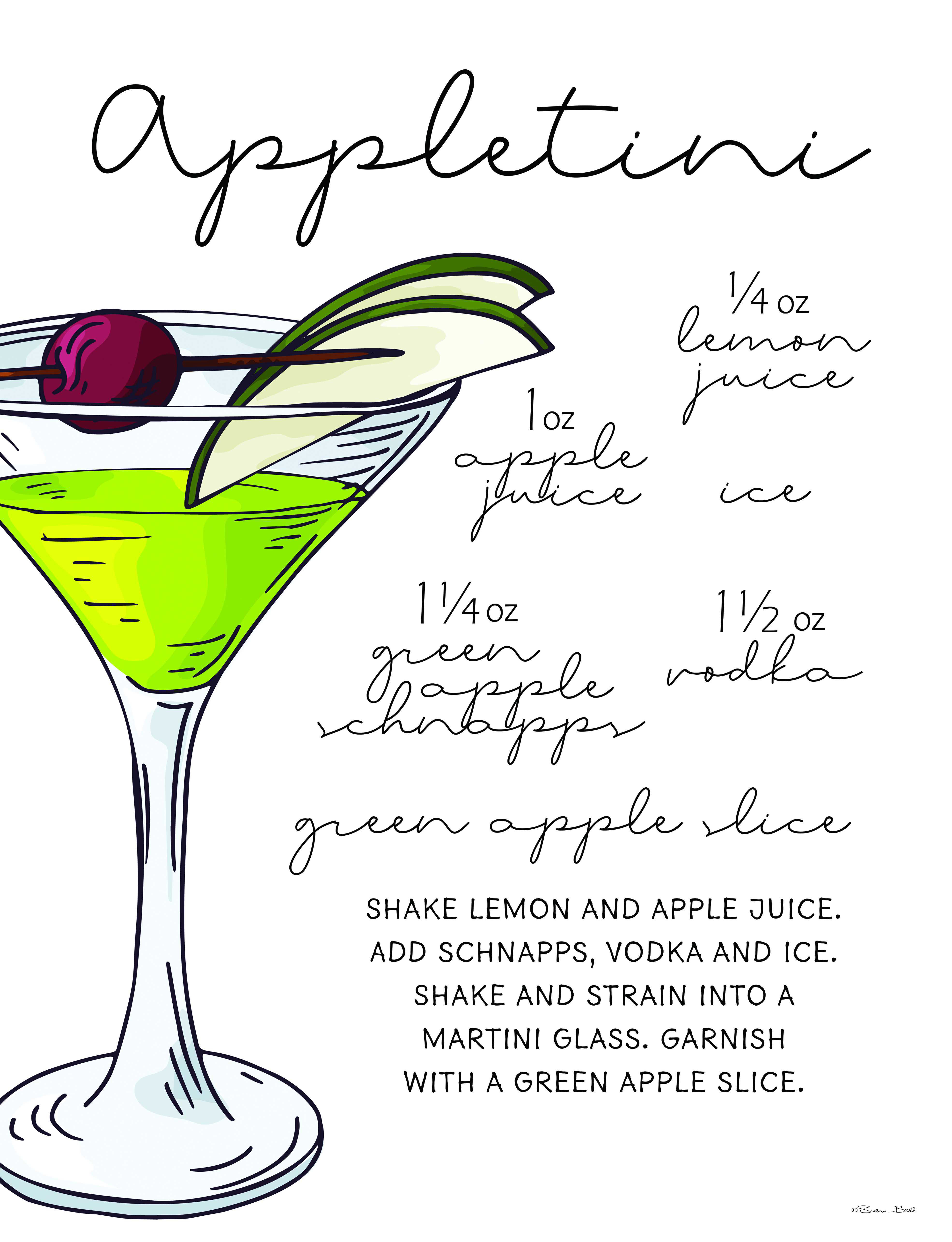 Trinx Appletini Recipe - Wrapped Canvas Graphic Art | Wayfair