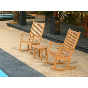 Tortuga Outdoor Jakarta 3pc Teak Rocker Set | Wayfair