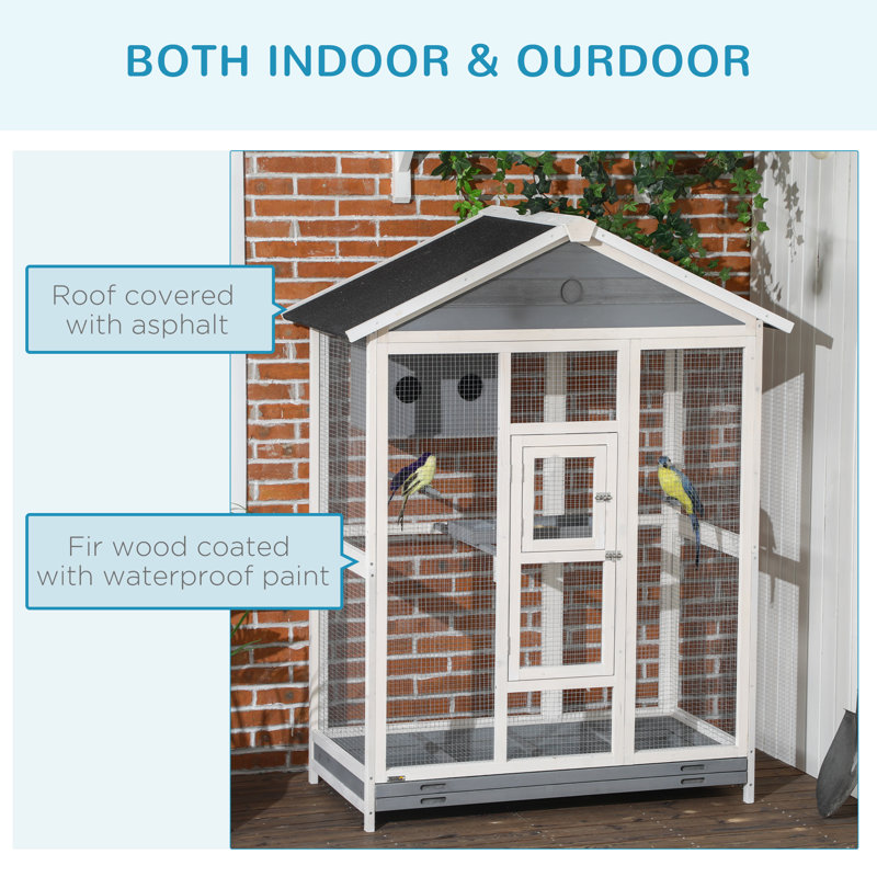 Tucker Murphy Pet™ Demareo 64.5" Wood Pointed Top Floor Bird Cage with ...
