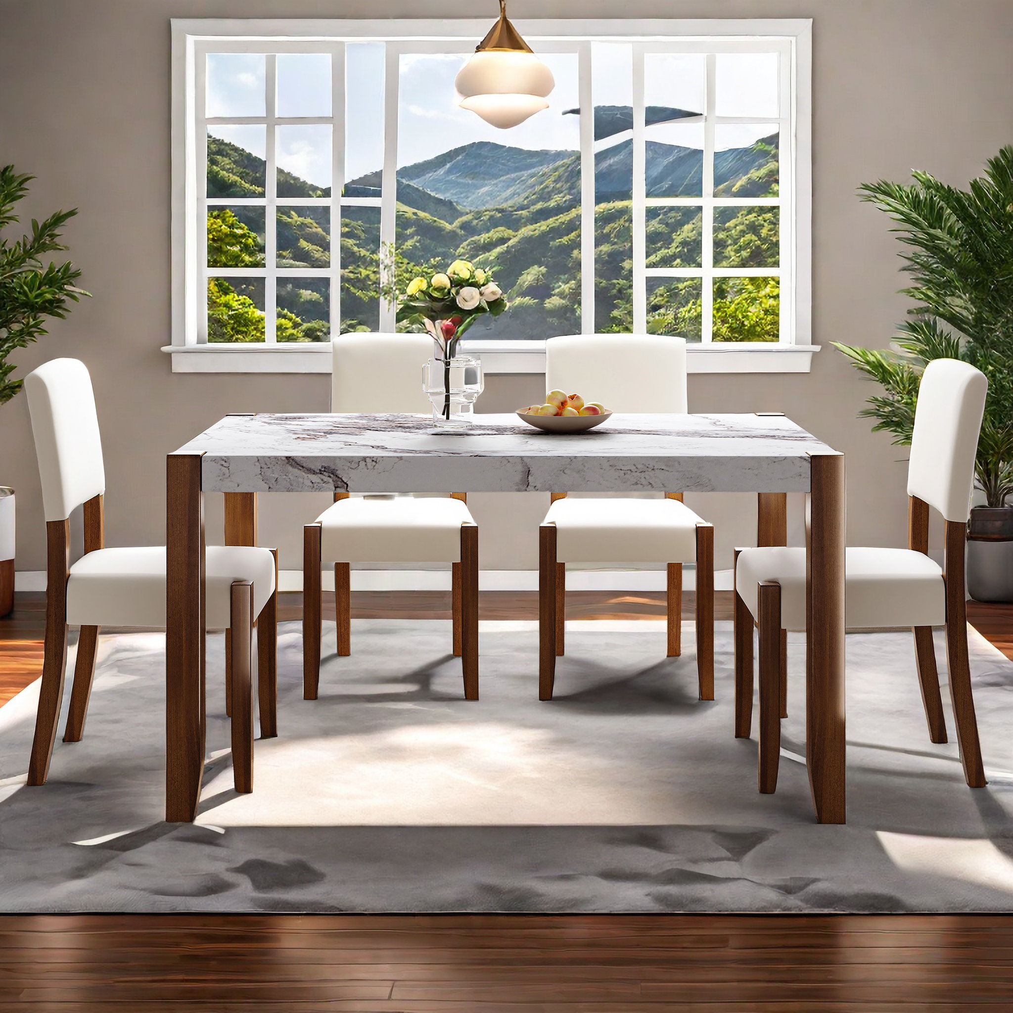Latitude Run® Stylish Dining Table Set With Upholstered Chairs And ...