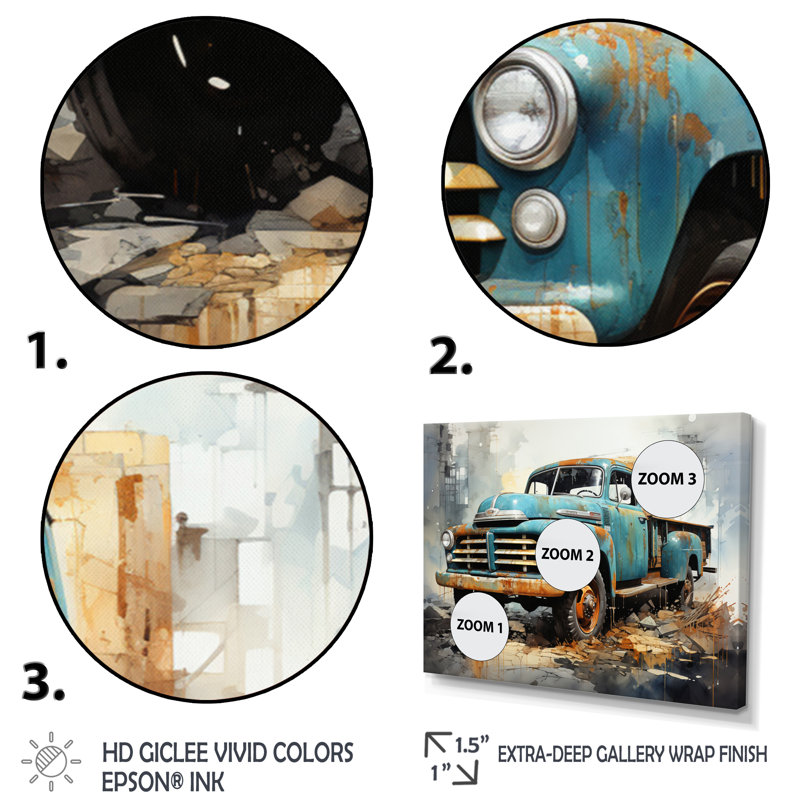 Williston Forge Jazir " Vintage Pickup Truck " on Canvas | Wayfair