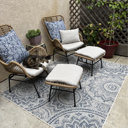 Wade Logan® Ingle Wicker Outdoor Ottoman with Sunbrella® Cushion ...