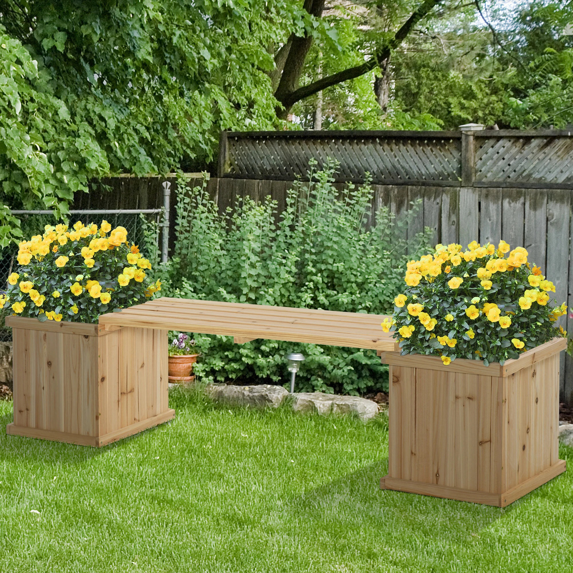 Dakota Fields Ardie Wooden Planter Bench | Wayfair.co.uk