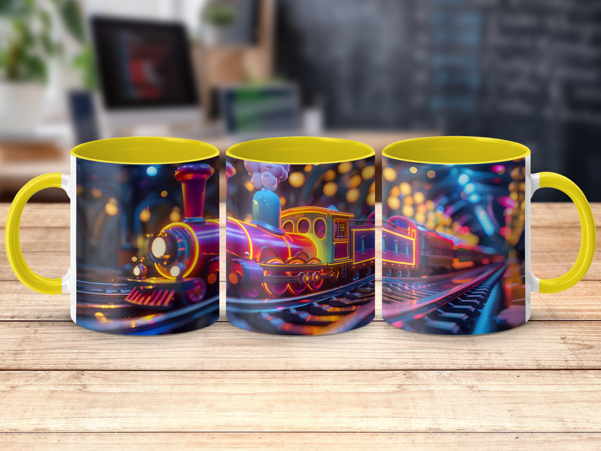 East Urban Home Colourful 3D Design 11oz Accent Mugs – White Ceramic ...