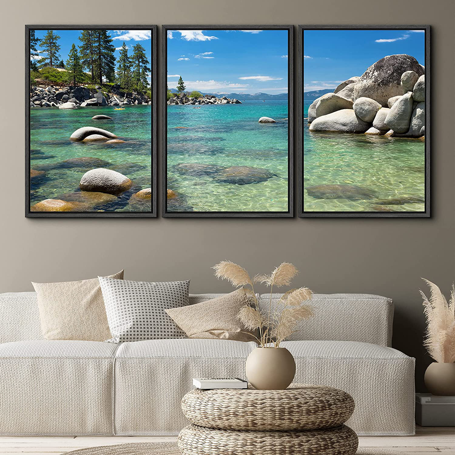 IDEA4WALL Nature Landscape 3 Piece Framed Canvas Wall Art For Living ...