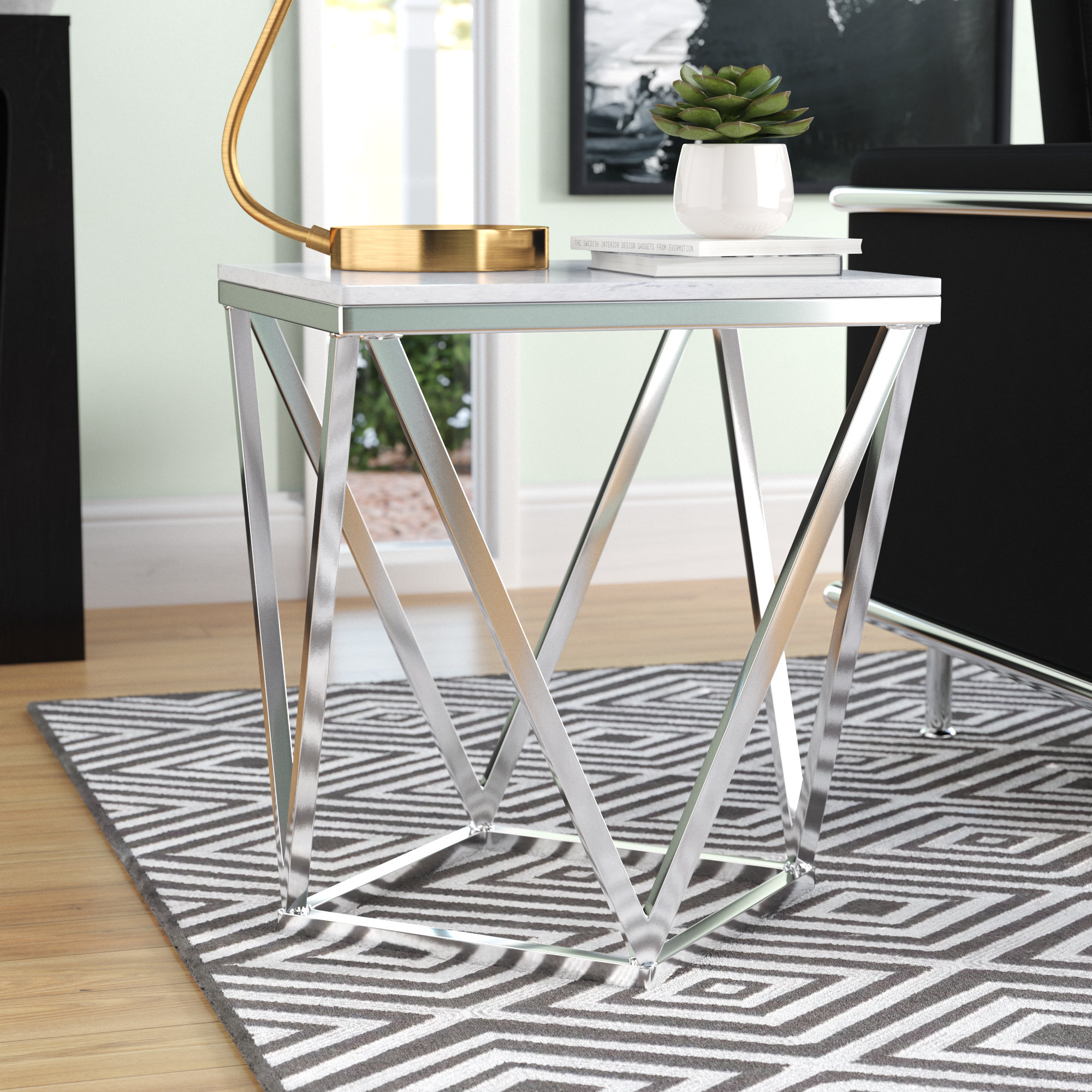 Orren Ellis Burgett Stainless Steel Metal Side End Silver Accent Table ...