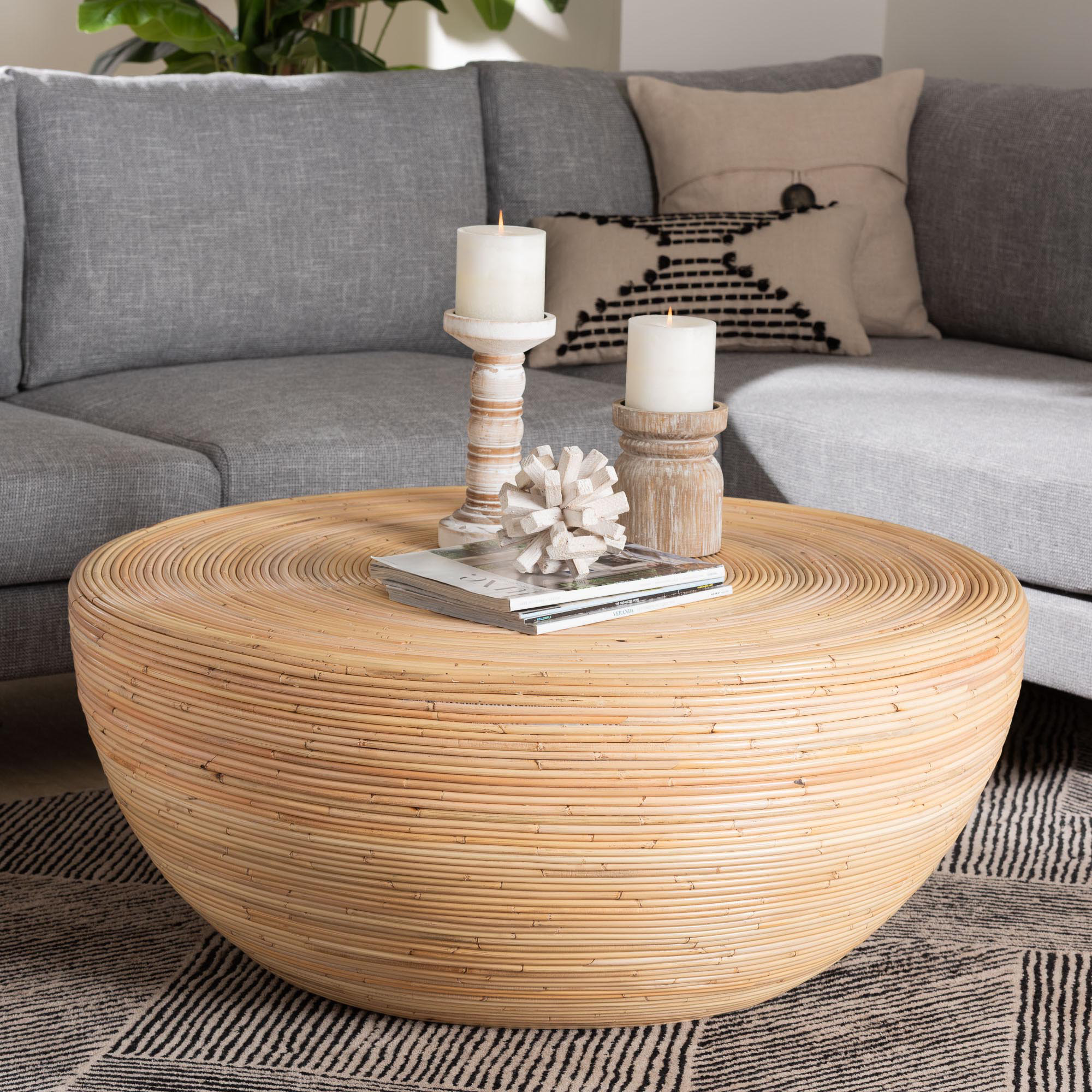 Dakota Fields Bali & Pari Tokyo Laminated Natural Rattan Coffee Table ...
