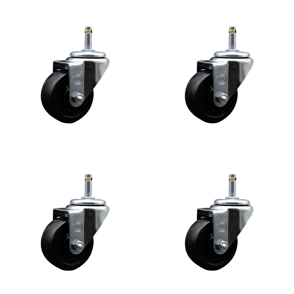 Service Caster 3 Inch Soft Rubber Wheel Swivel 7/16 Inch Grip Ring Stem ...