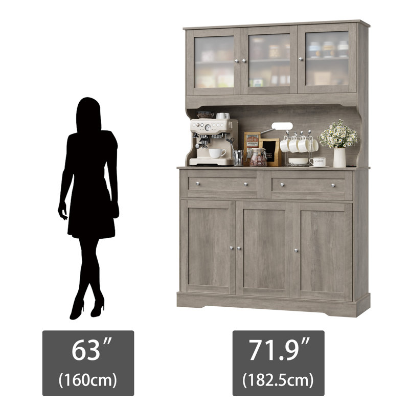 August Grove® 71.9" Tall Kitchen Pantry Storage Cabinet With Charge ...
