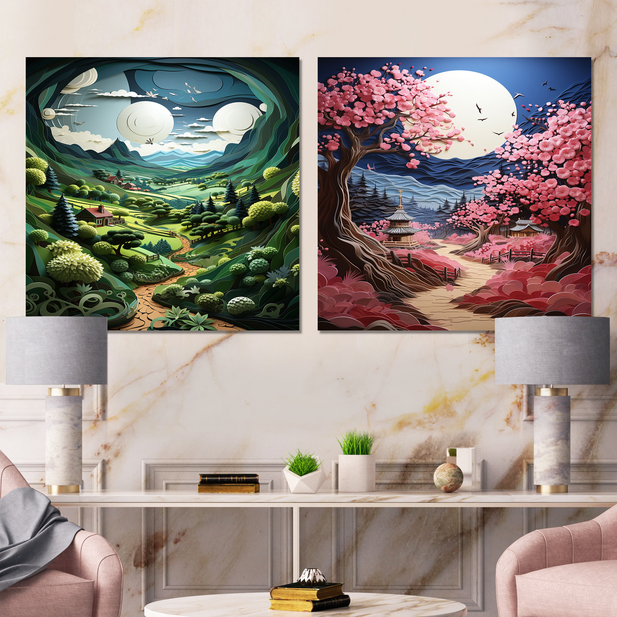 Lark Manor™ Landscape Barn By Moonlight - Countryside Square Collage ...